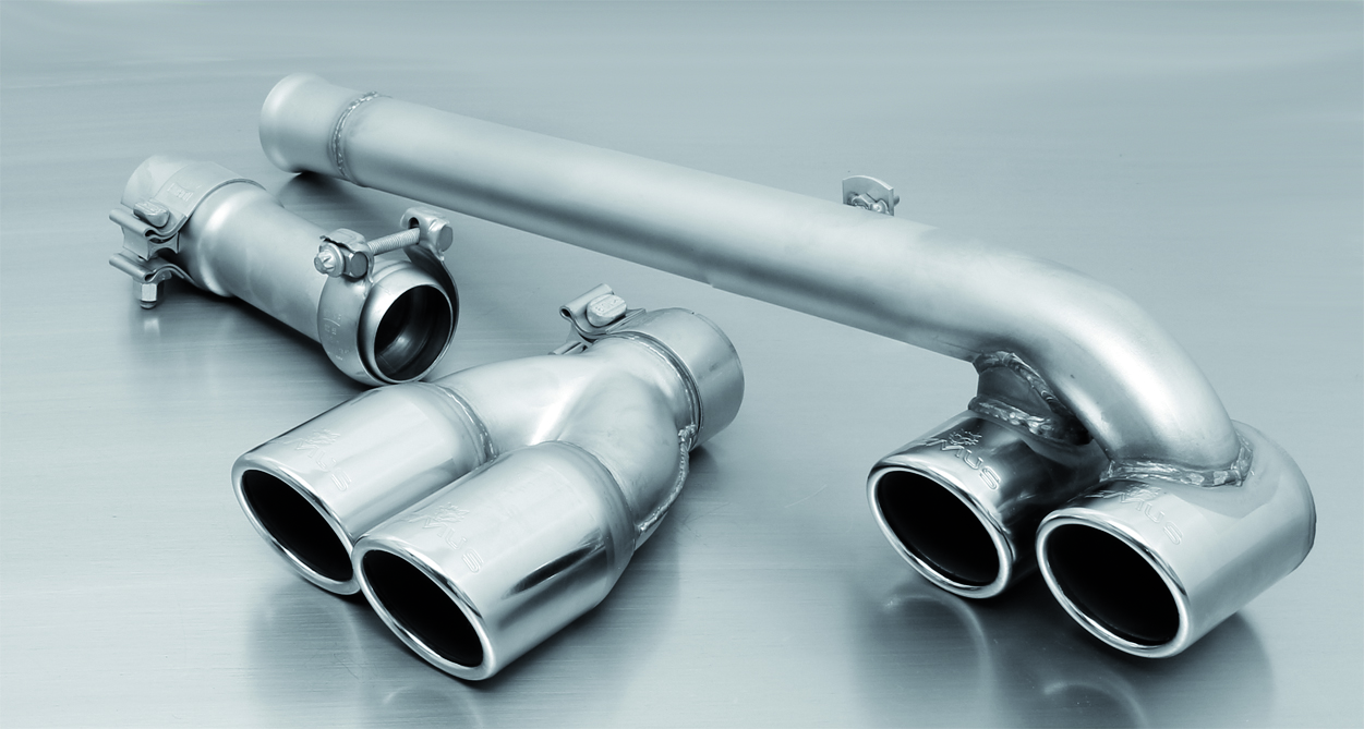tail pipe set left/right each 2 tail pipes Ø 76 mm angled